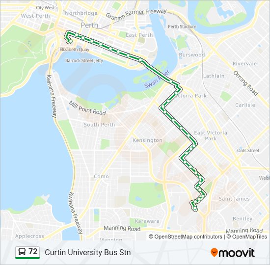 72 Route: Schedules, Stops & Maps - Curtin University Bus Stn (Updated)