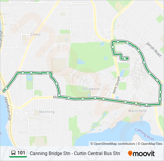 101 Route: Schedules, Stops & Maps - Curtin Central Bus Stn (Updated)