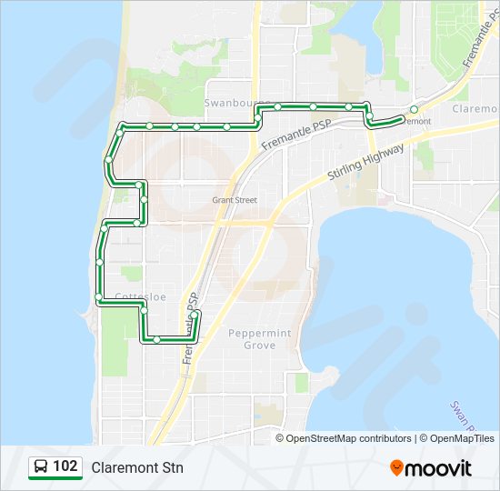 102 Route: Schedules, Stops & Maps - Claremont Stn (Updated)
