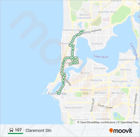 107 Route: Schedules, Stops & Maps - Claremont Stn (Updated)