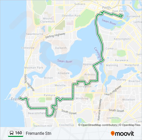160 Route: Schedules, Stops & Maps - Fremantle Stn (Updated)