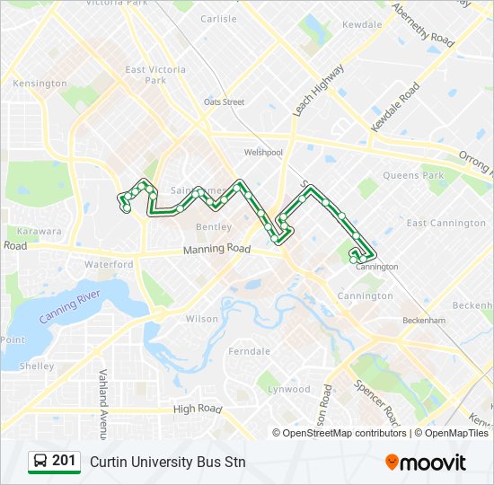 201 Route: Schedules, Stops & Maps - Curtin University Bus Stn (Updated)