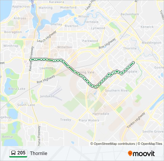 205 Route: Schedules, Stops & Maps - Thornlie (Updated)
