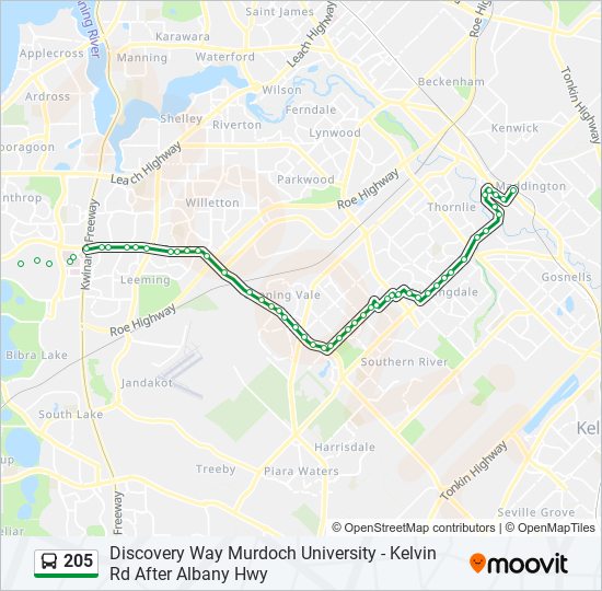 205 Route: Schedules, Stops & Maps - Maddington Stn (Updated)