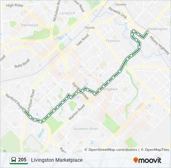 205 Route: Schedules, Stops & Maps - Livingston Marketplace (Updated)