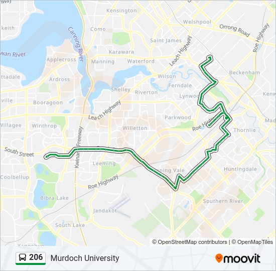 206 Route: Schedules, Stops & Maps - Murdoch University (Updated)