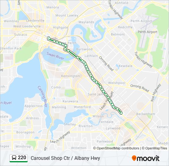 220 Route: Schedules, Stops & Maps - Carousel Shop Ctr / Albany Hwy ...
