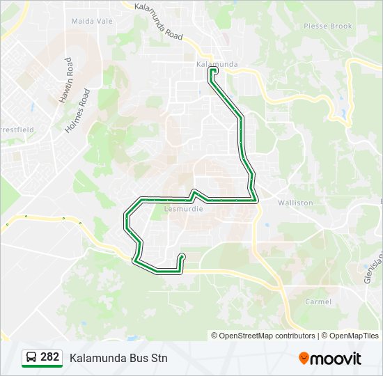 282 Route: Schedules, Stops & Maps - Kalamunda Bus Stn (Updated)