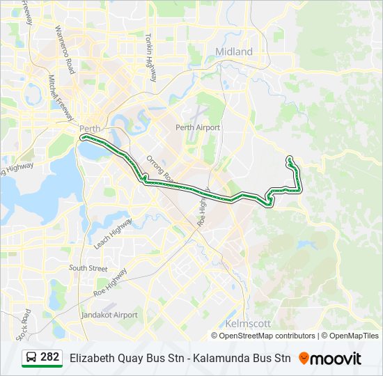 282 Route: Schedules, Stops & Maps - Elizabeth Quay Bus Stn (Updated)