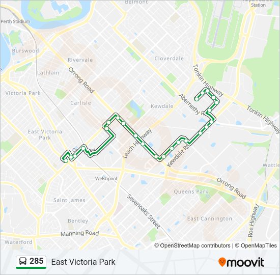 285 Route: Schedules, Stops & Maps - East Victoria Park (Updated)
