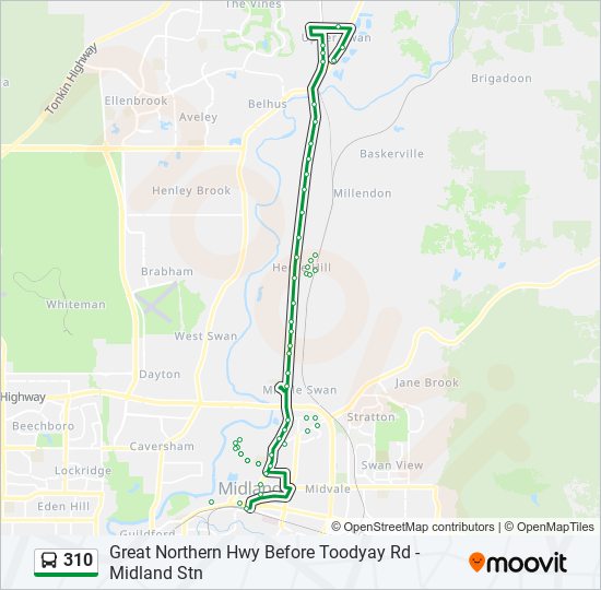 310 Route: Schedules, Stops & Maps - Upper Swan (Updated)