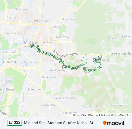 322 Route: Schedules, Stops & Maps - Glen Forrest (Updated)