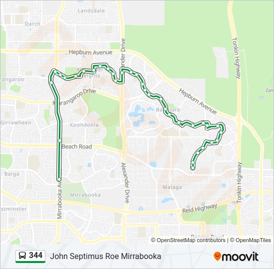 344 Route: Schedules, Stops & Maps - John Septimus Roe Mirrabooka (Updated)