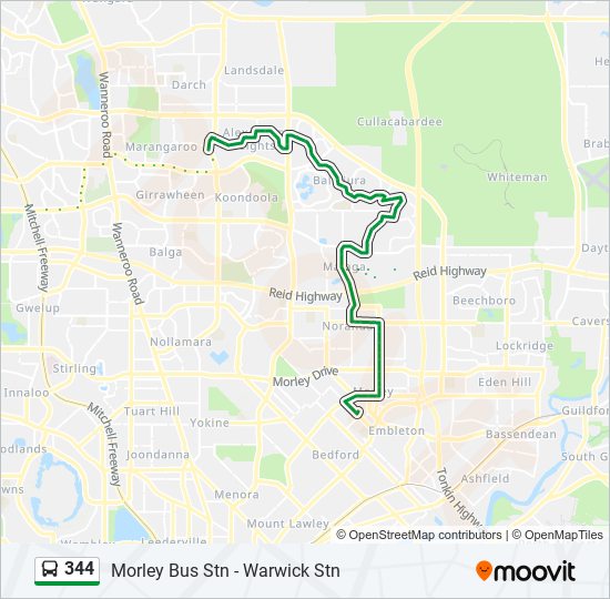 344 Route: Schedules, Stops & Maps - Morley Bus Stn (Updated)