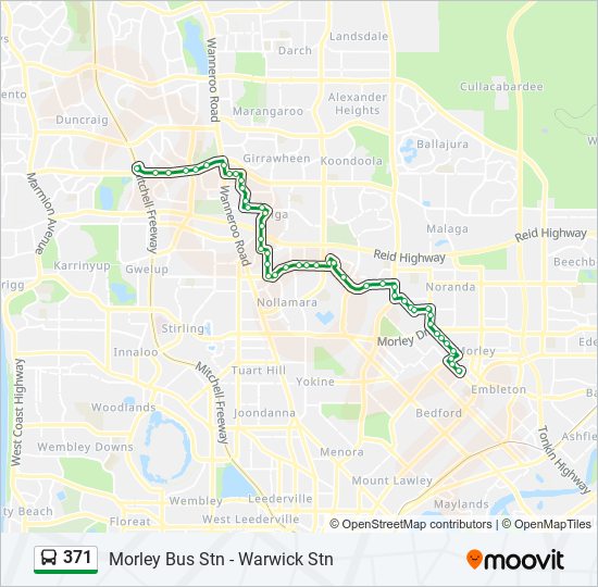 371 Route: Schedules, Stops & Maps - Morley Bus Stn (Updated)
