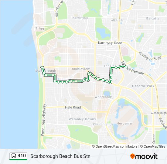 410 Route: Schedules, Stops & Maps - Scarborough Beach Bus Stn (Updated)