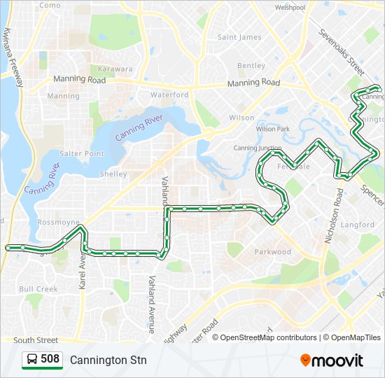 508 Route: Schedules, Stops & Maps - Cannington Stn (Updated)
