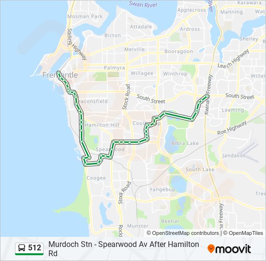 512 Route: Schedules, Stops & Maps - Fremantle Stn (Updated)