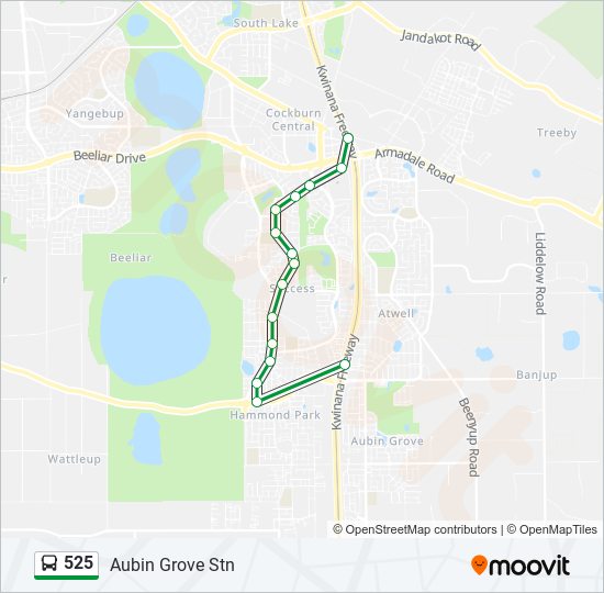 525 Route: Schedules, Stops & Maps - Aubin Grove Stn (Updated)