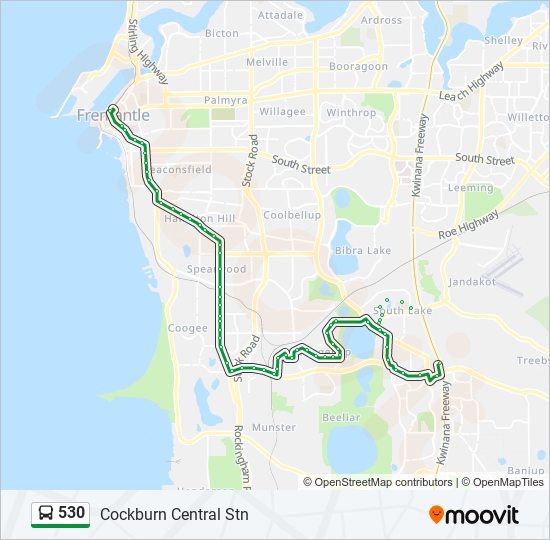 530 Route: Schedules, Stops & Maps - Cockburn Central Stn (Updated)