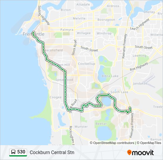 530 Route: Schedules, Stops & Maps - Cockburn Central Stn (Updated)