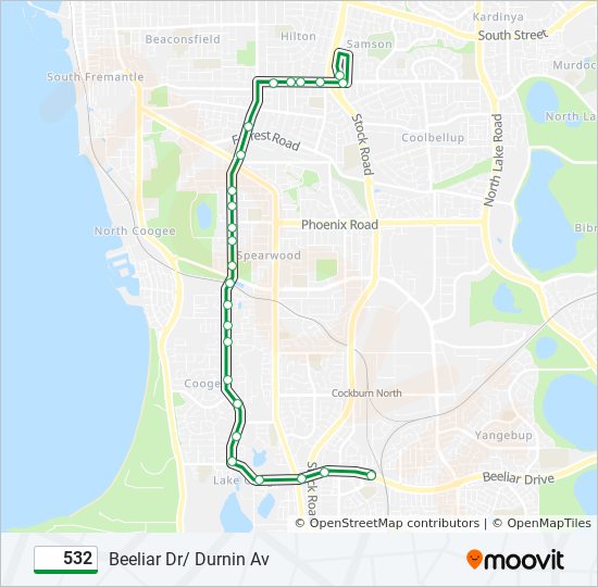 532 Route: Schedules, Stops & Maps - Beeliar Dr/ Durnin Av (Updated)