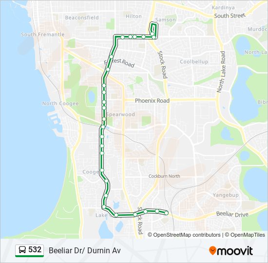 532 Route: Schedules, Stops & Maps - Beeliar Dr/ Durnin Av (Updated)