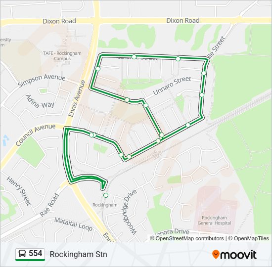 554 Route: Schedules, Stops & Maps - Rockingham Stn (Updated)