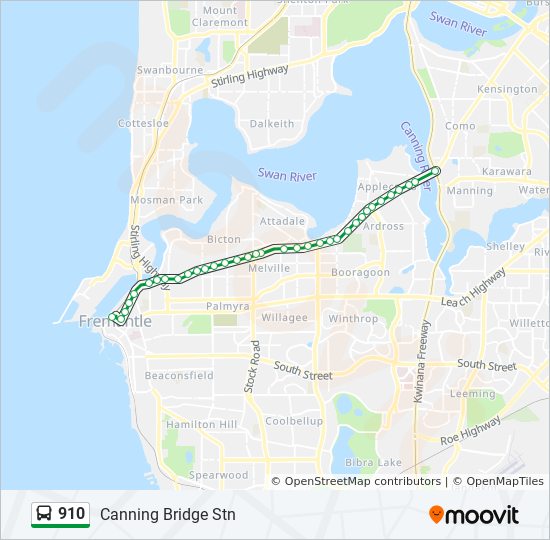 910 Route: Schedules, Stops & Maps - Canning Bridge Stn (Updated)