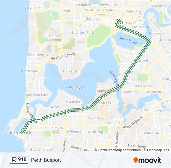 910 Route: Schedules, Stops & Maps - Perth Busport (Updated)