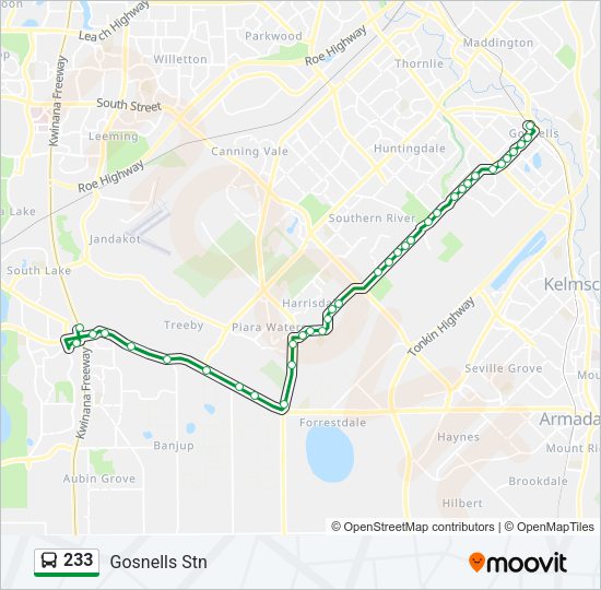 233 Route: Schedules, Stops & Maps - Gosnells Stn (Updated)