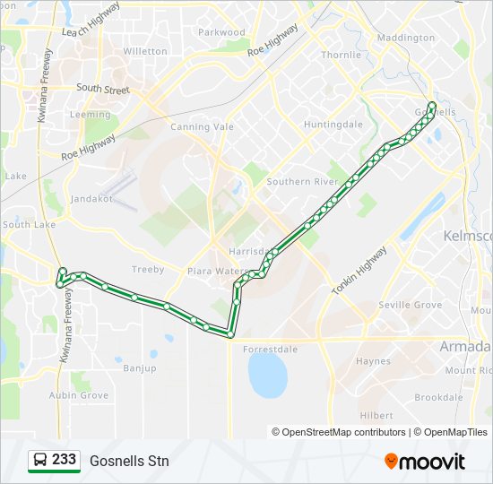 233 Route: Schedules, Stops & Maps - Gosnells Stn (Updated)