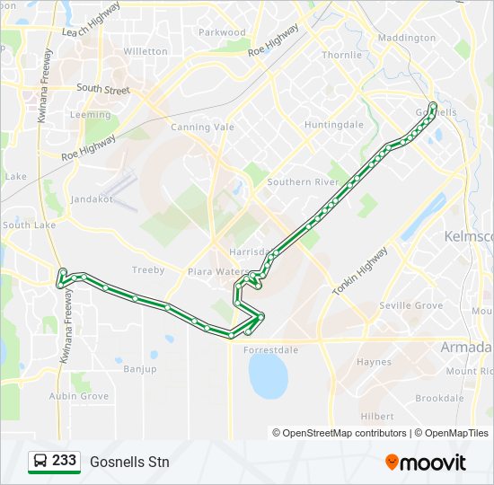 233 Route: Schedules, Stops & Maps - Gosnells Stn (Updated)