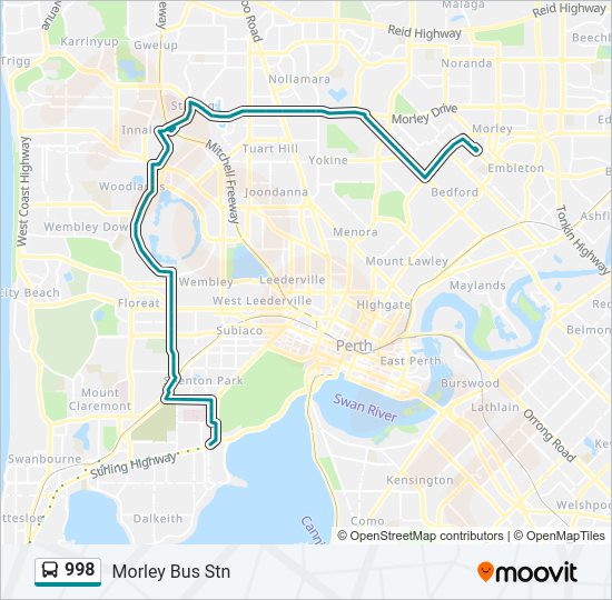 998 Route: Schedules, Stops & Maps - Morley Bus Stn (Updated)