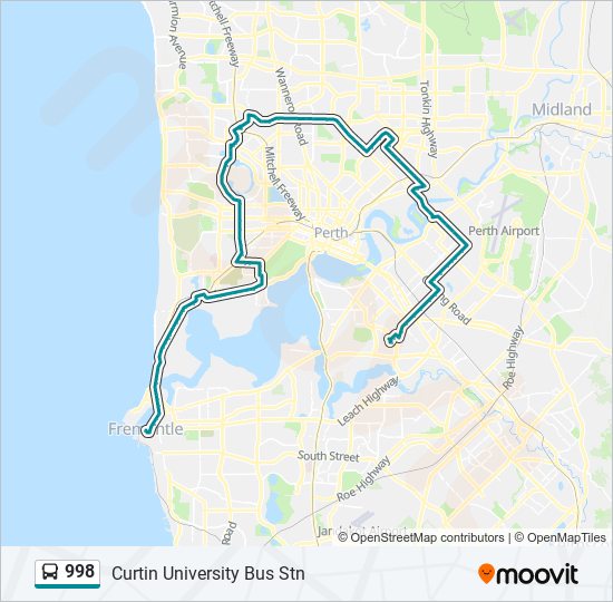 998 Route: Schedules, Stops & Maps - Curtin University Bus Stn (Updated)
