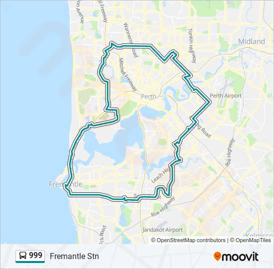 999 Route: Schedules, Stops & Maps - Fremantle Stn (Updated)
