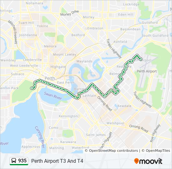 935 Route: Schedules, Stops & Maps - Perth Airport T3 And T4 (Updated)