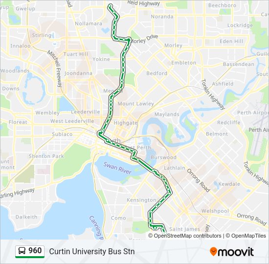 960 Route: Schedules, Stops & Maps - Curtin University Bus Stn (Updated)