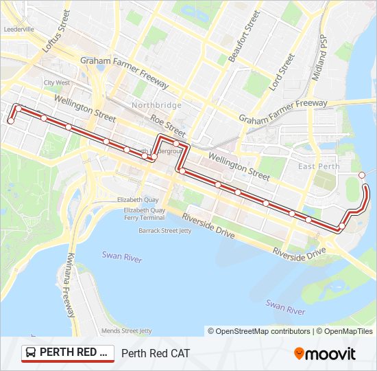 perth red cat Route: Schedules, Stops & Maps - Outram St / Ord St (Updated)