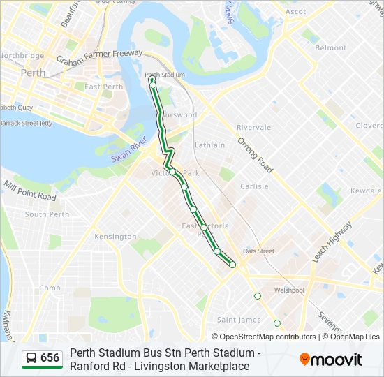 656 Route: Schedules, Stops & Maps - Perth Stadium Bus Stn (Updated)
