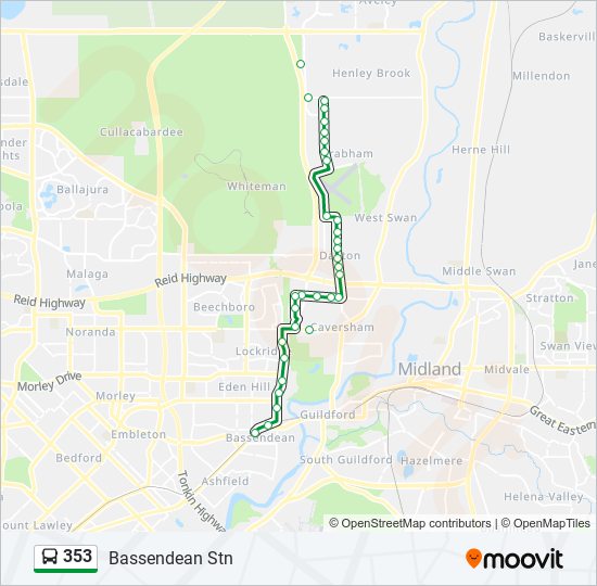 353 Route: Schedules, Stops & Maps - Bassendean Stn (Updated)