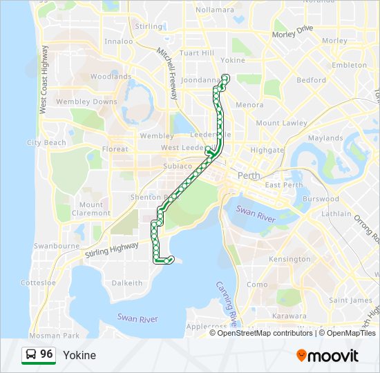 96 Route: Schedules, Stops & Maps - Yokine (Updated)