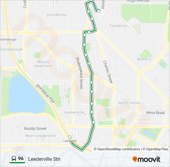 96 Route: Schedules, Stops & Maps - Leederville Stn (Updated)