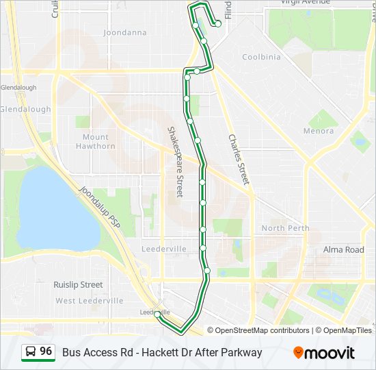 96 Route: Schedules, Stops & Maps - Leederville Stn (Updated)