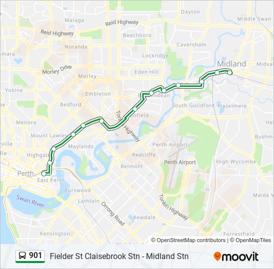 901 Route: Schedules, Stops & Maps - Claisebrook Stn Rail Replacement ...