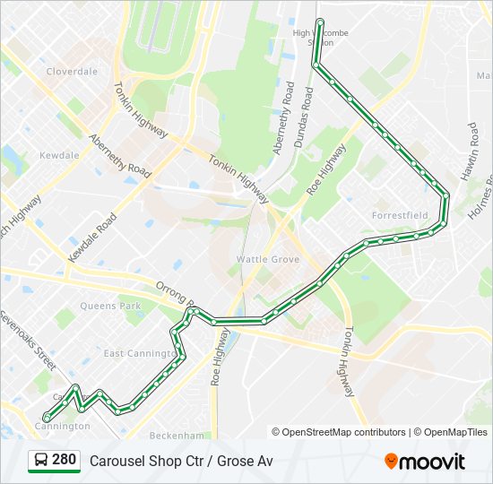 280 Route: Schedules, Stops & Maps - Carousel Shop Ctr / Grose Av (Updated)