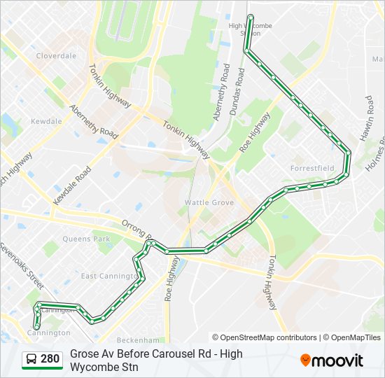 280 Route: Schedules, Stops & Maps - Carousel Shop Ctr / Grose Av (Updated)