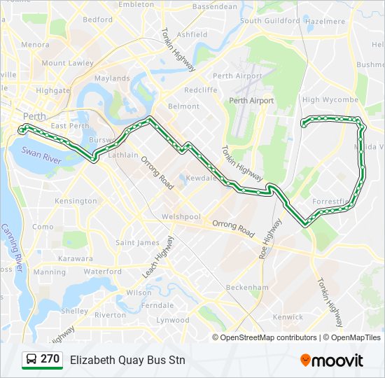 270 Route: Schedules, Stops & Maps - Elizabeth Quay Bus Stn (Updated)