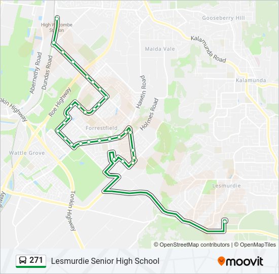 271 Route: Schedules, Stops & Maps - Lesmurdie Senior High School (Updated)