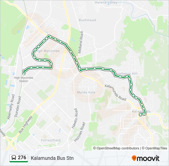 276 Route: Schedules, Stops & Maps - Kalamunda Bus Stn (Updated)